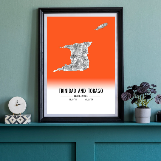 Map Poster Trinidad and Tobago / Trinidad and Tobago Map Print / Trini ...