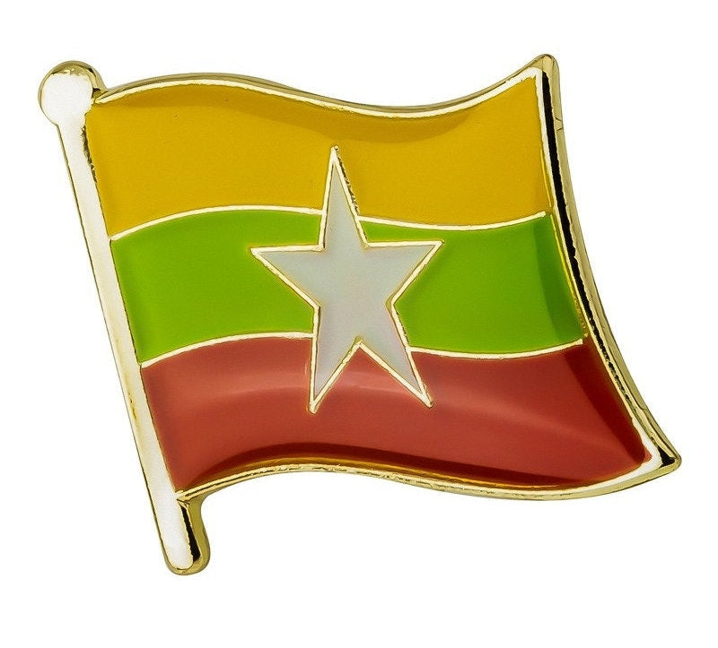 Myanmar National Flag Lapel Pin / Myanmar Flag Lapel Clothes / Country ...